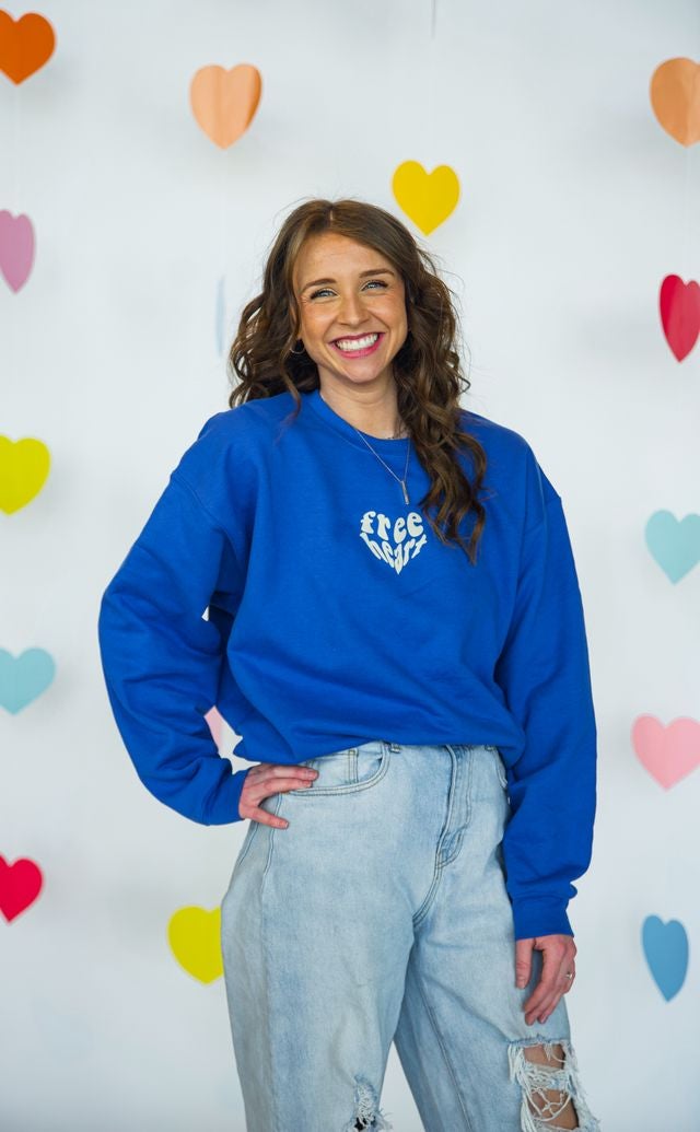 Free Heart Blue Crewneck | Designed for Life